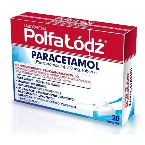 PARACETAMOL 500 mg 20 tabletek POLFA ŁÓDŹ cena, opinie, wskazania